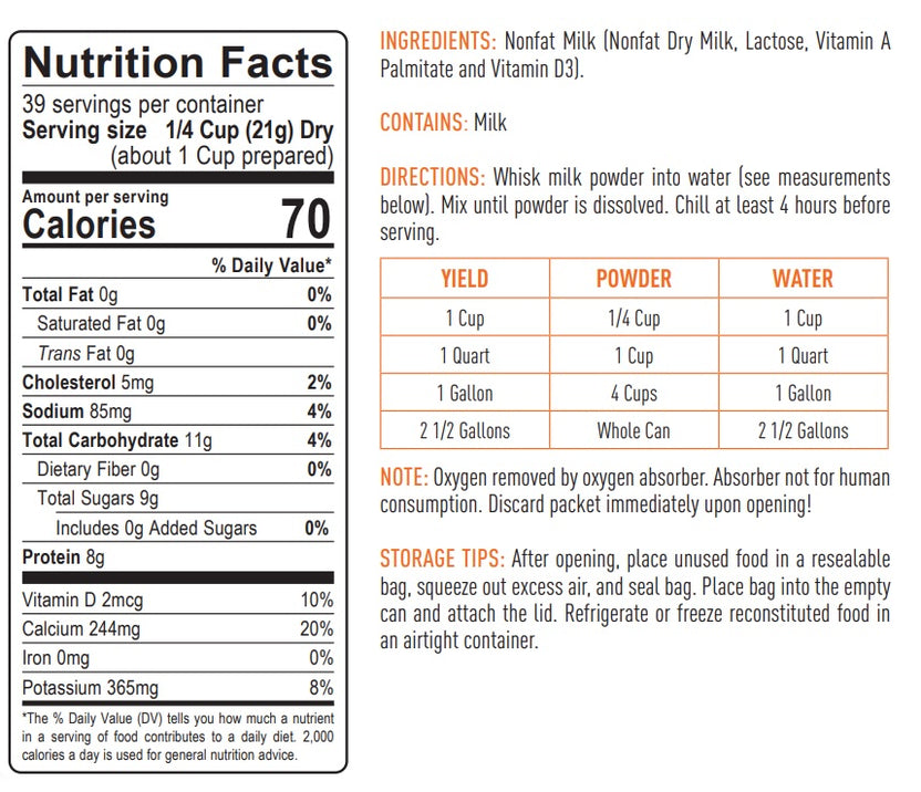 Emergency Essentials® Fortified Instant Nonfat Dry Milk Large (29 Ounc ...