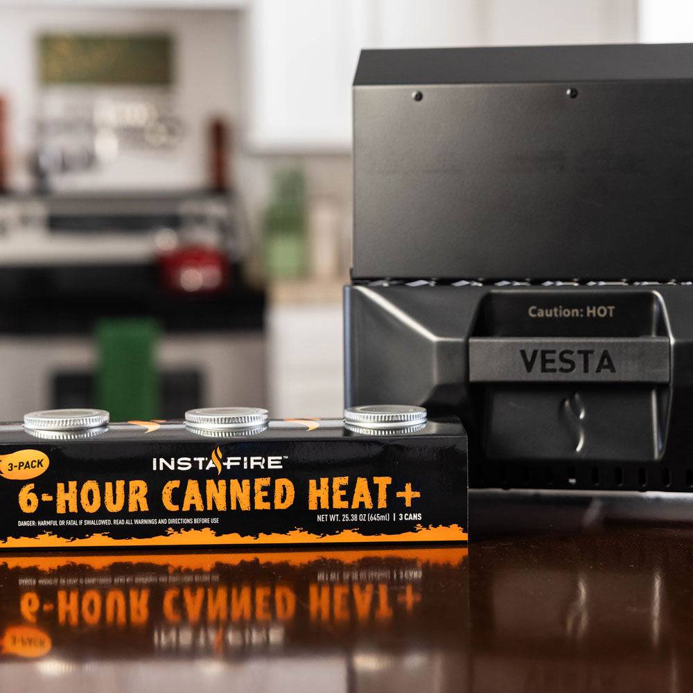 VESTA Self-Powered Indoor Space Heater & Cook Stove WITH 24 Canned Hea ...
