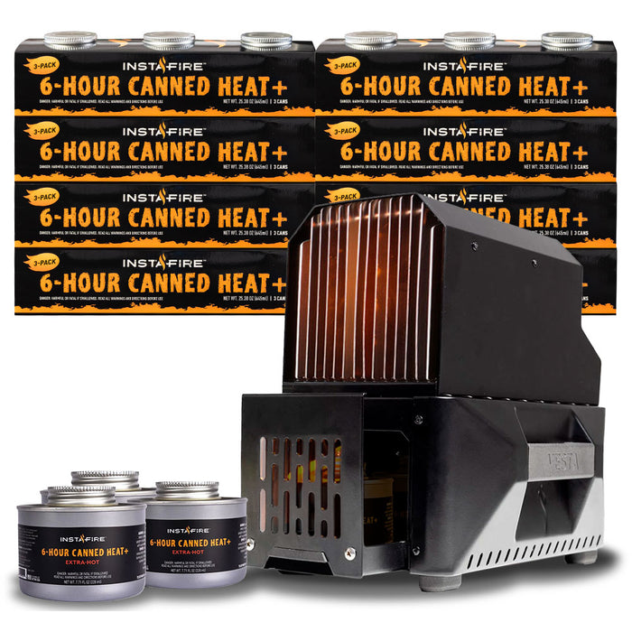VESTA Self-Powered Indoor Space Heater & Cook Stove Plus 24 Cans of Ca ...